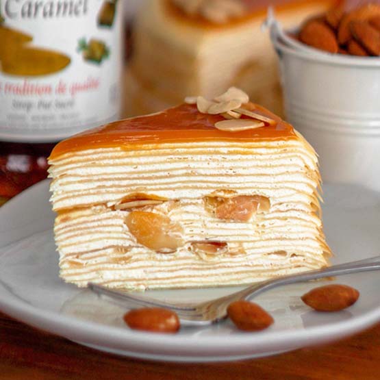 Salted Caramel Almond Crepe Cake - Crepes 21